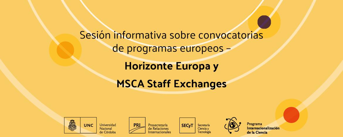 Sesión informativa sobre convocatorias de programas europeos – Horizonte Europa y MSCA Staff ...